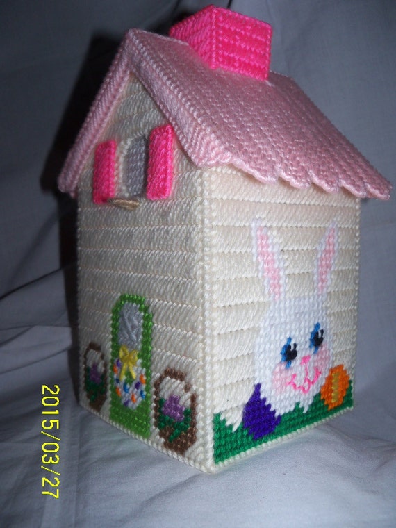 Easter Bunny Birdhouse Tissue Box Cover by twobrotherscraft
