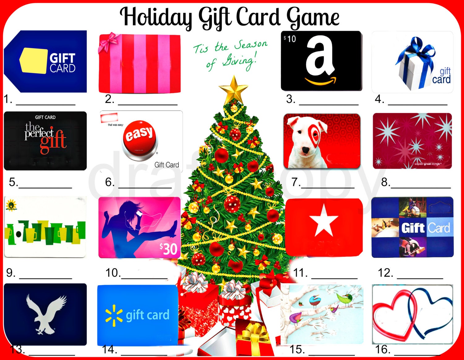 Holiday Game Instant Download Guess the Store Gift Card
