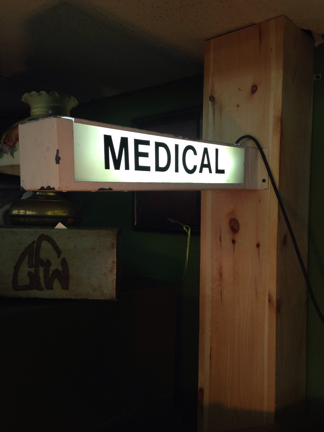 Vintage Medical Industrial Old Lighted Medical Sign 1940s