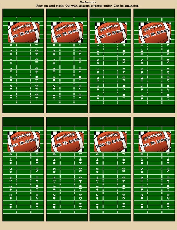 Items similar to Football Bookmarks, Personalized Party Favor, Sports ...