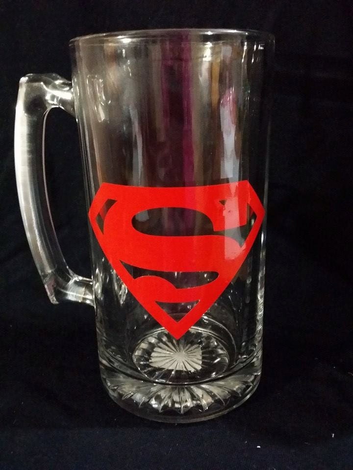 Superman Glass Beer Stein by AllThingsAlbohn on Etsy