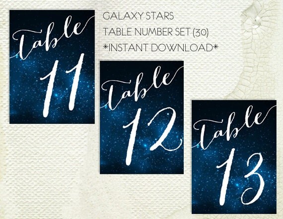 Galaxy Stars Table Numbers Printable PDF Instant Download