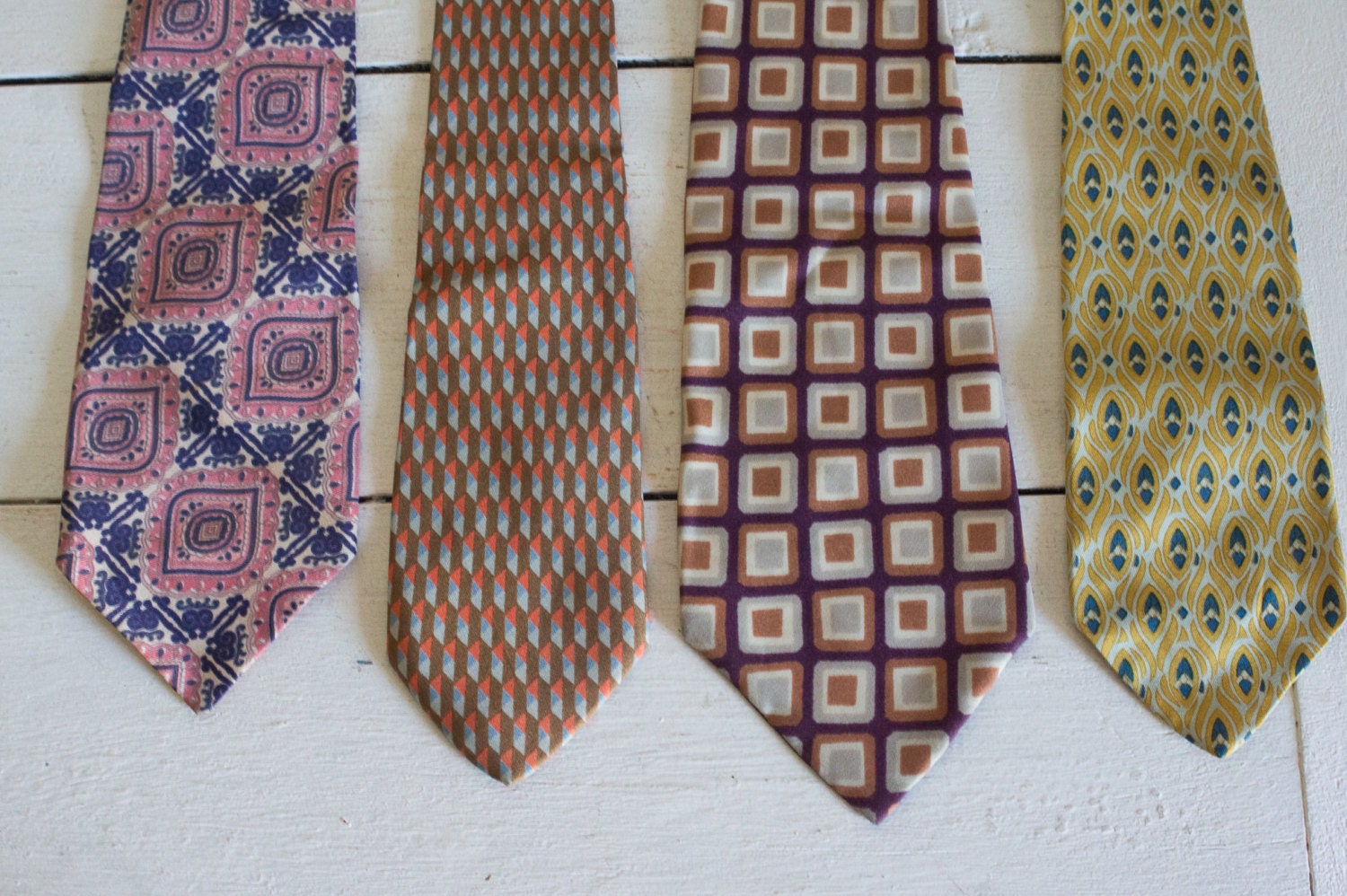 Vintage French Neckties // 1970 Men's Fashion by FrenchAtticFinds
