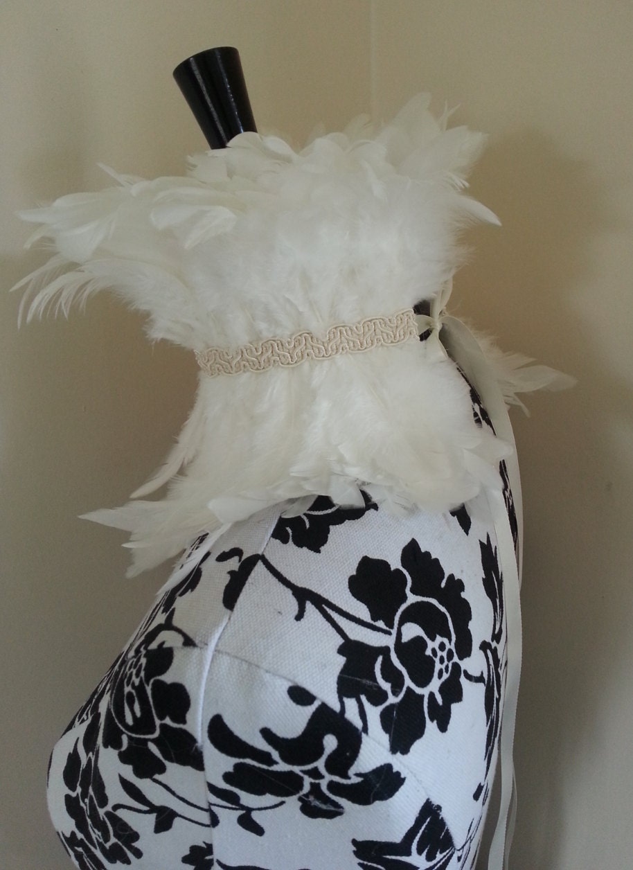 Costume neckpiece ivory neck corset ivory swan by rougepony