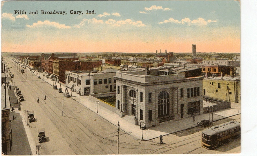 Vintage Postcard Gary Indiana Street Scene by lotsofpostcards