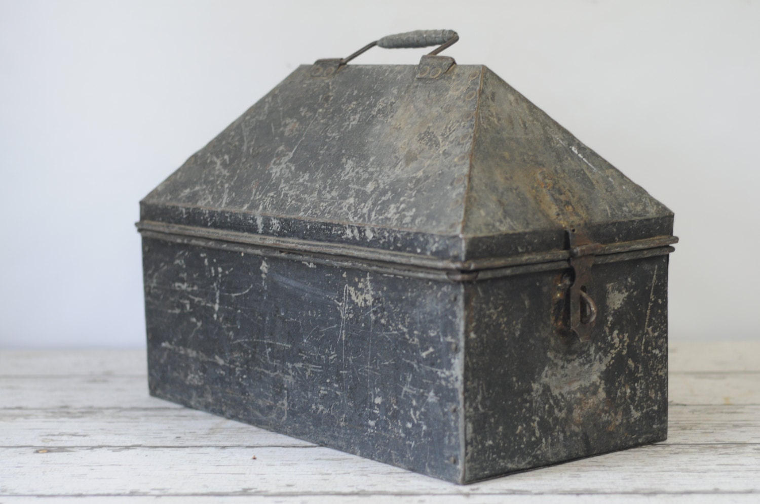 Large Toolbox Vintage Metal Toolbox Handmade Riveted Box Vintage Metal ...