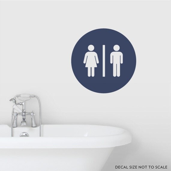Restroom Circle Wall Decal Restroom Decal Unisex Bathroom