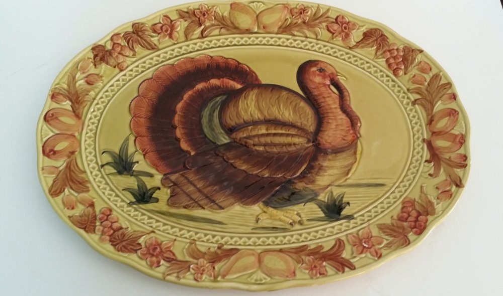 Vintage Lefton Turkey Platter — Green and Brown – Haute Juice