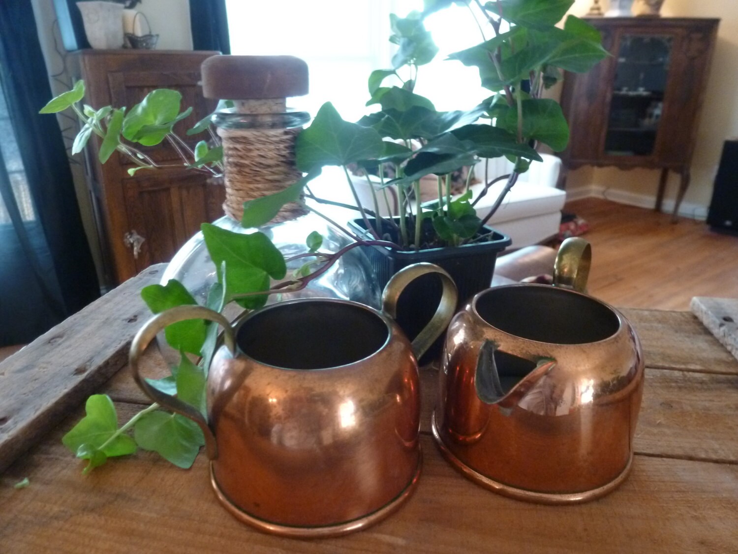 Vintage Copper Creamer and Sugar, Rustic, Farmhouse, Copper, Brass ...