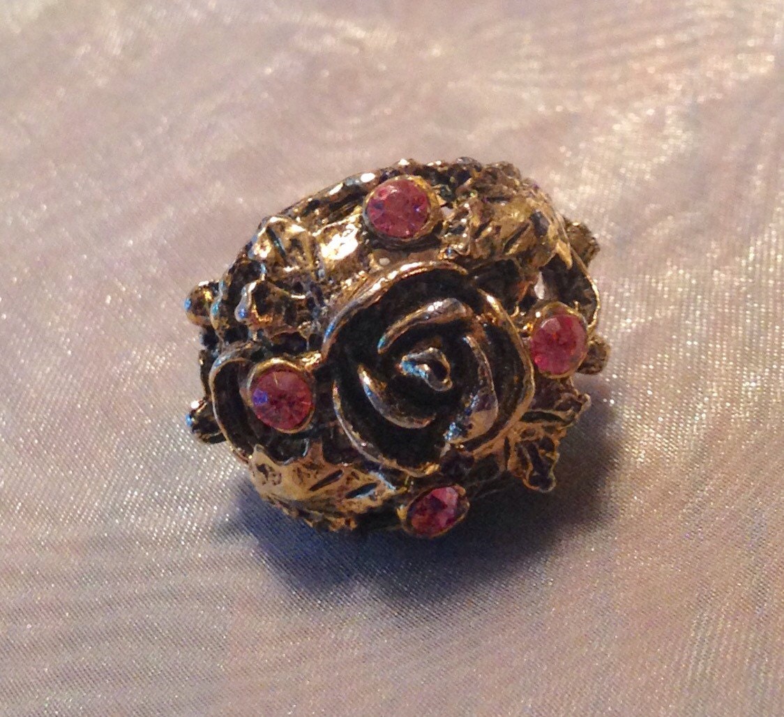 50-60’s Pink Rose Rhinestone Sarah Coventry Ring – Haute Juice