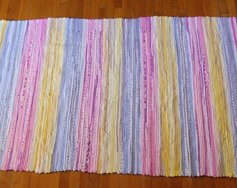 Long Rag Runner,Striped Rag Rug,NOS, Vintage Hand Woven Runner ...