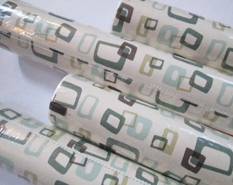 4 rolls retro contact paper mod square graphic drawer liner shelf paper ...