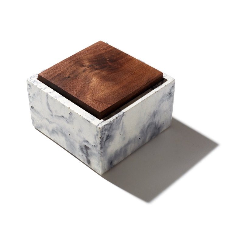 Small Marbled Square Concrete Box with solid by INSEKDESIGN