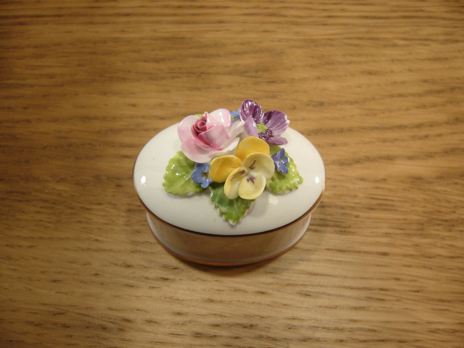 Vintage 1980s Crown Staffordshire Fine Bone China floral trinket pot ...