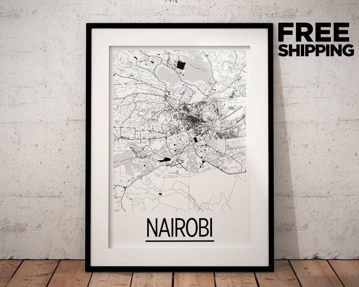 Nairobi Map Poster kenya Map Print Art Deco Series by iLikeMaps