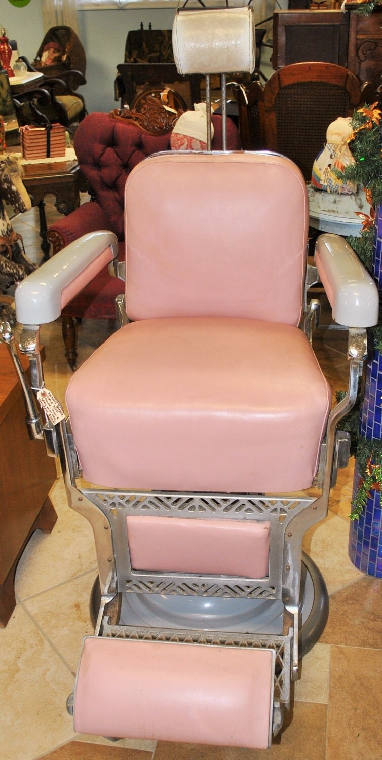 SALE Vintage Ernest Koken Pink and Gray Barbers Chair 1940s-1950s ...