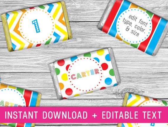 Printable Mini Candy Wrappers primary color by PurdyPrintsNYC