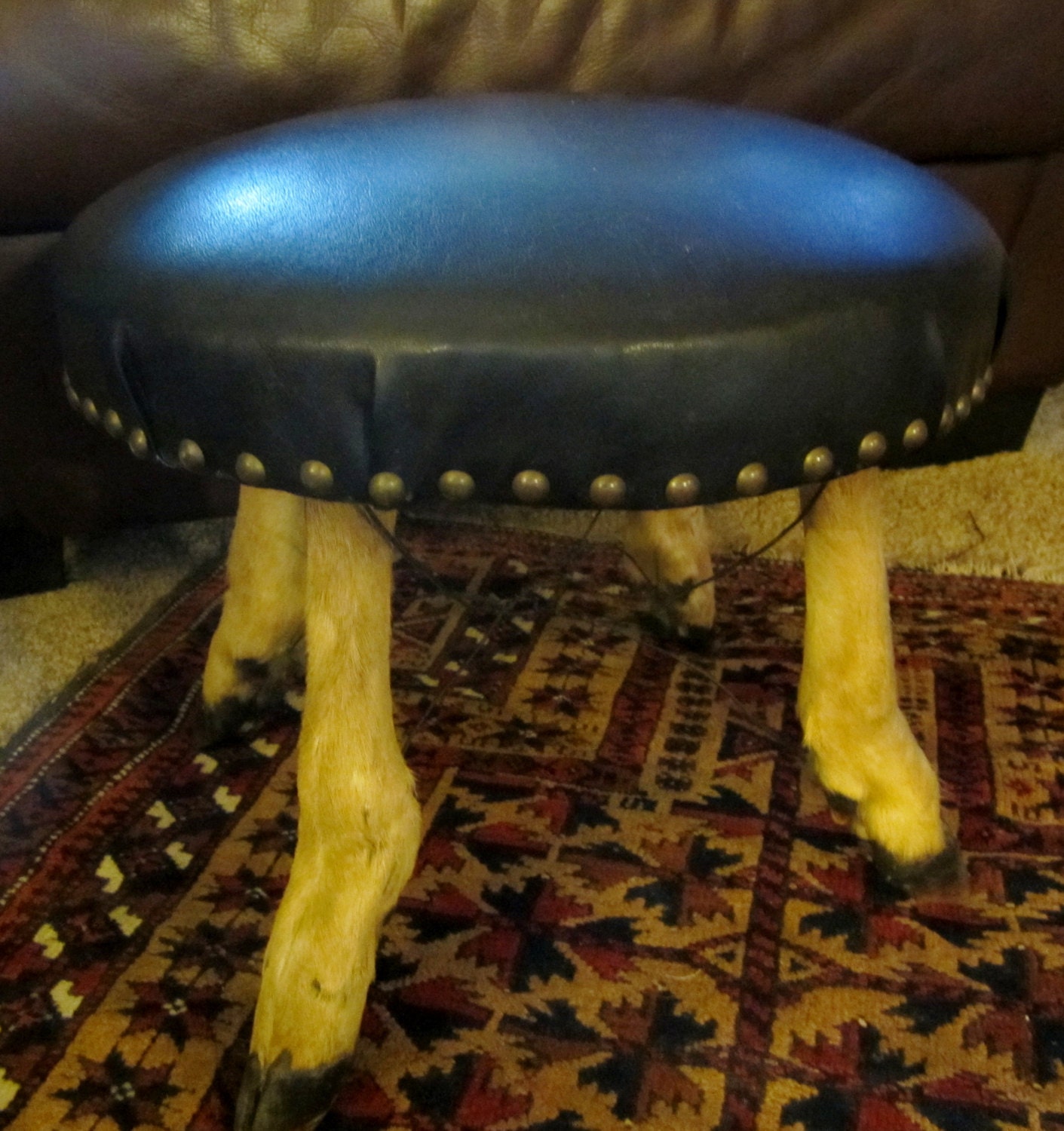 Antique Goat Footed Ottoman Stool. Small foot stool From 1940s Vintage ...
