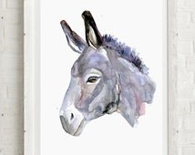 Popular items for watercolor donkey on Etsy