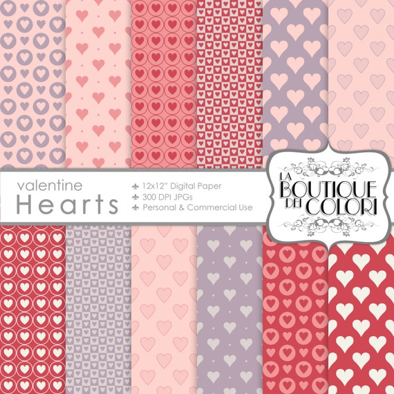Valentine's day digital paper. hearts by LaBoutiqueDeiColori