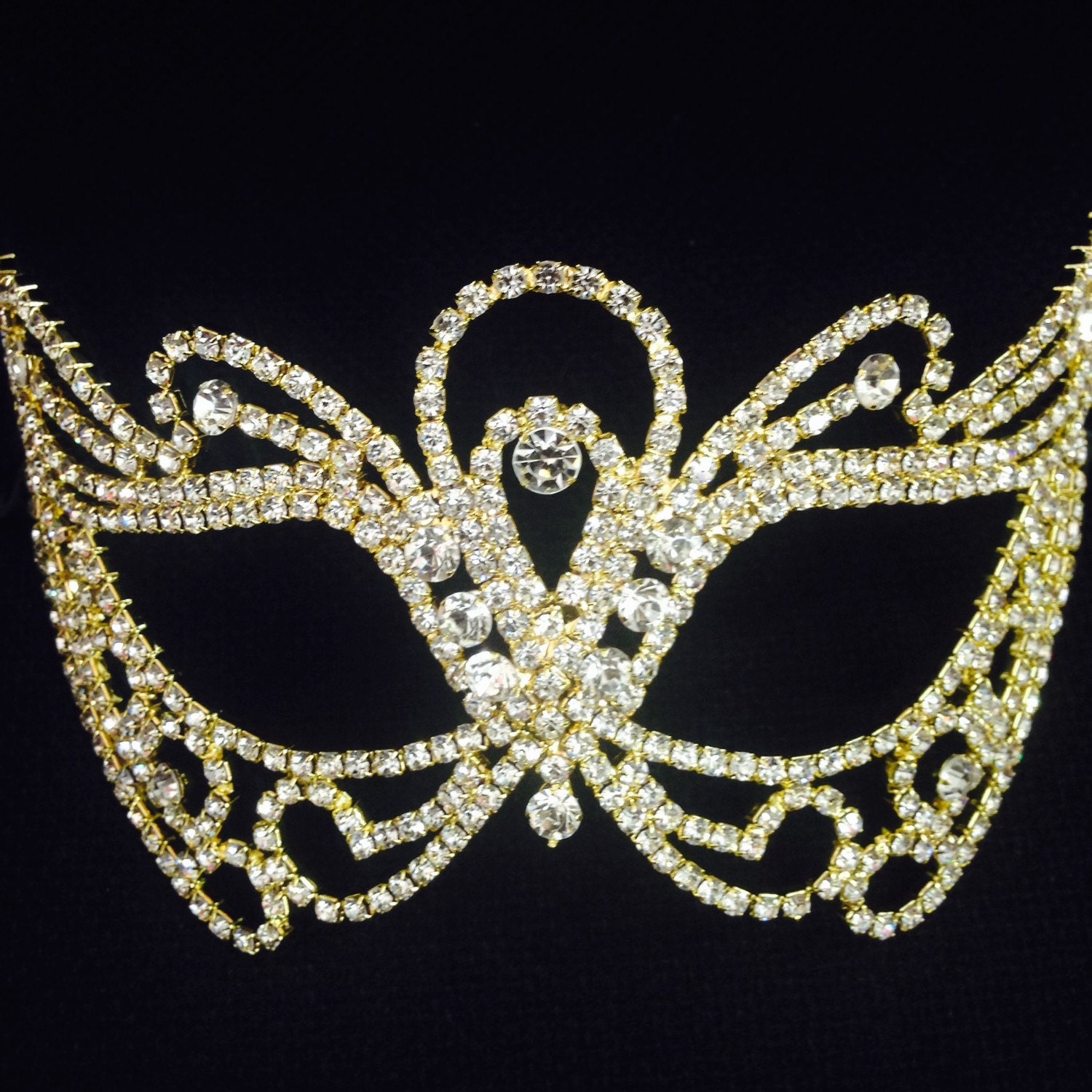 Gold Rhinestone crystal masquerade mask base-party mask DIY