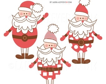 Santa Claus X 3 clipart. Santa Clipart. Christmas Clipart. Cute Father ...