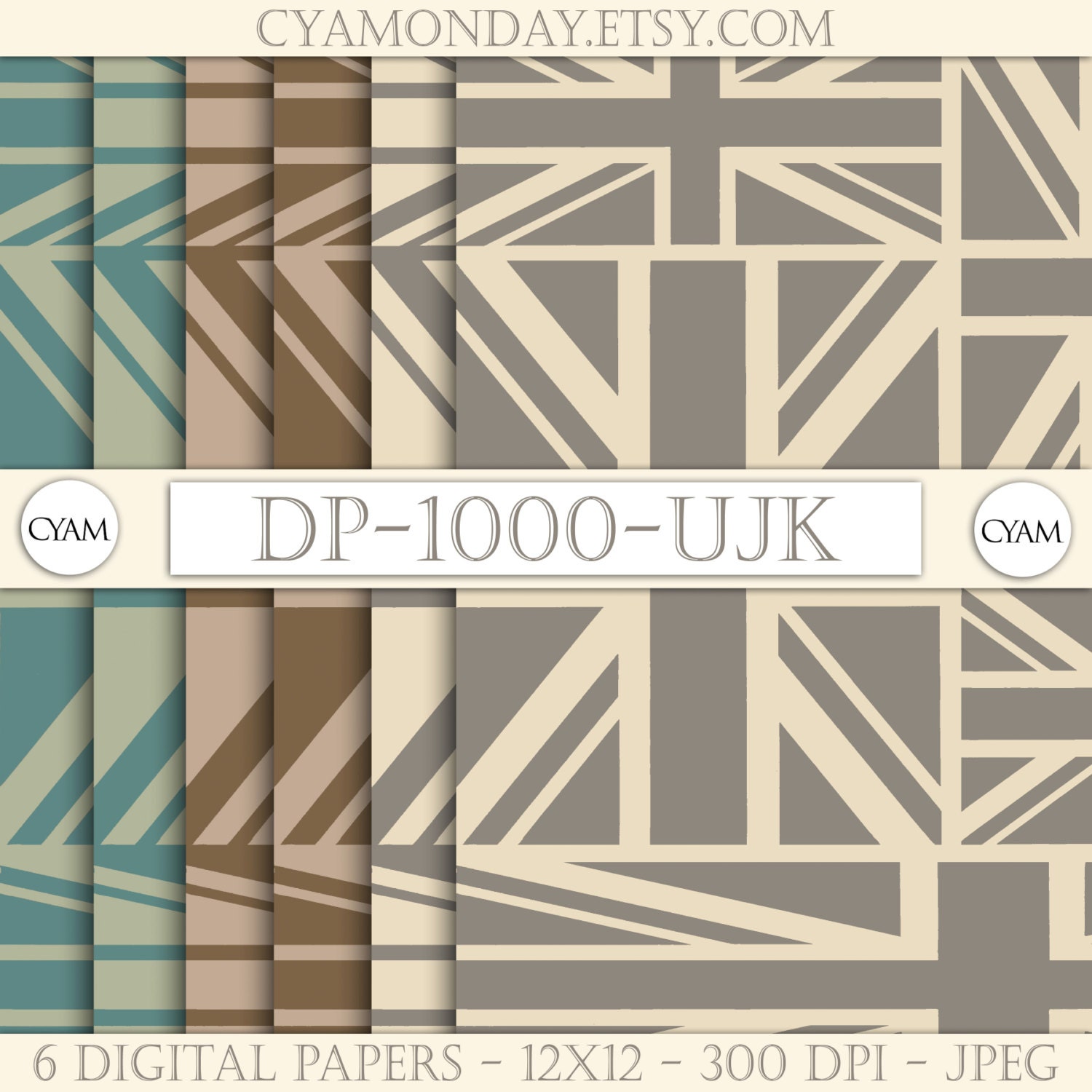 DP-1000-UJK Teal Beige Brown Union Jack by BreezeSkinCareCo