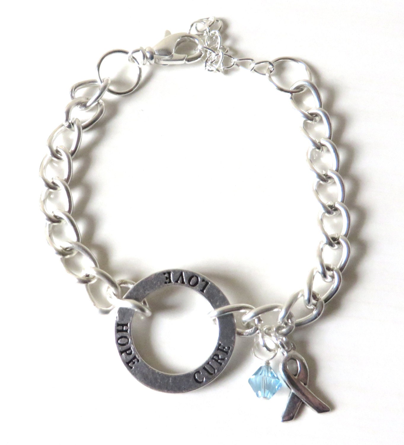 Light Blue Prostate Cancer Hope Love Cure Awareness Bracelet