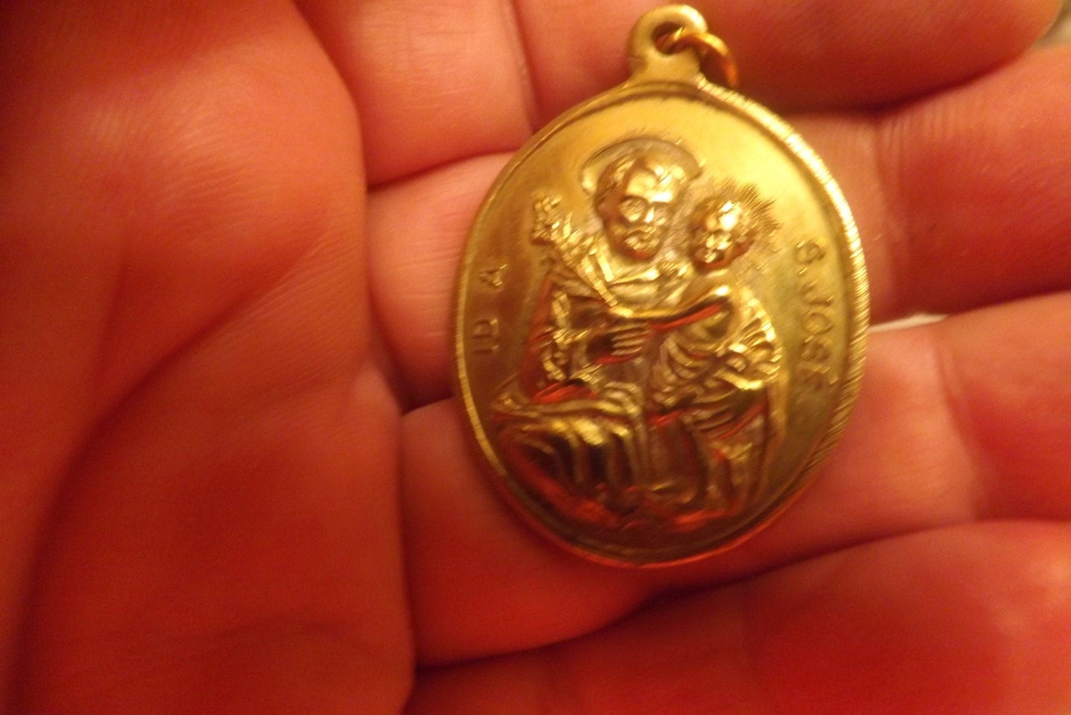 Heavy Bronze Saint Joseph and the Infant Jesus The back the Tiara and ...