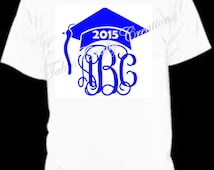 Monogrammed Graduation Cap Shirt - Grad cap - Perfect for a graduate or ...