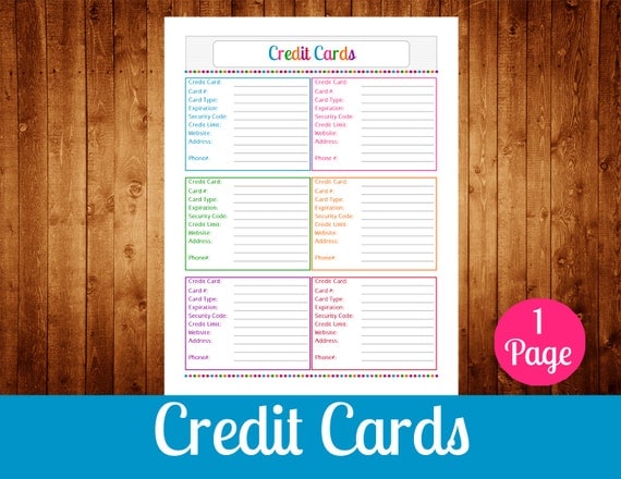 Credit Cards Instant Download PDF Printable