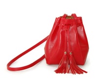 Popular items for red leather bag on Etsy