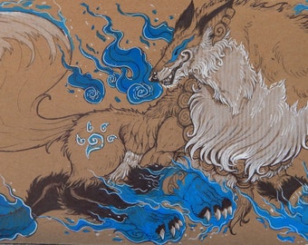 Blue Flaming Kitsune