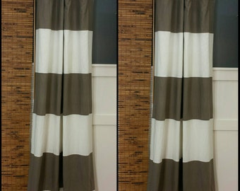 Linen Custom Striped, Lined Curtain Drape (1 Panel)