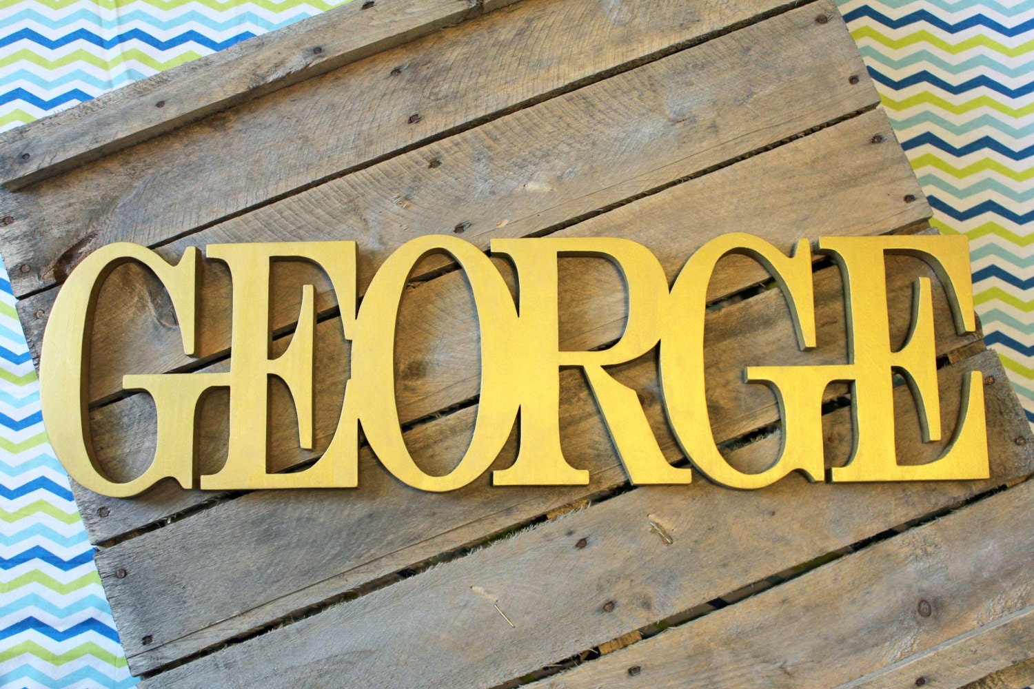 George Wooden Name Sign Metallic Gold by CucumberAppleStudio