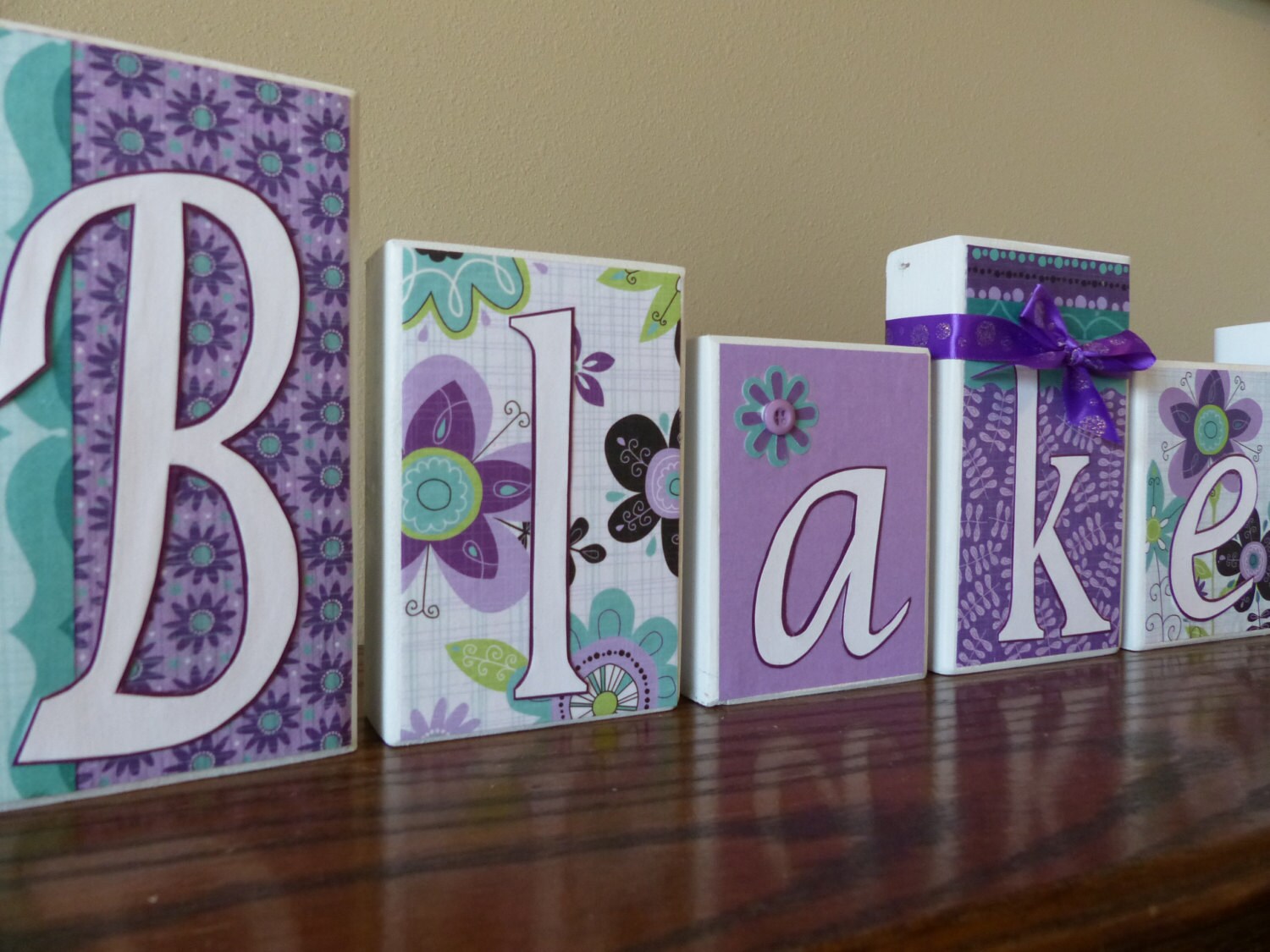 Baby Name Blocks Personalized Name Blocks Flower Baby