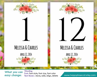 DiY Printable Table Number Card Template Instant Download