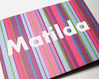 Matilda, Girls Birthday Card, Matilda Name Card, Personlized Papercut ...