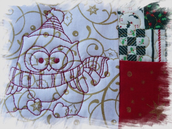 Winter Owl Mug Rug With Pocket In The Hoop by AnnesEmbroidery