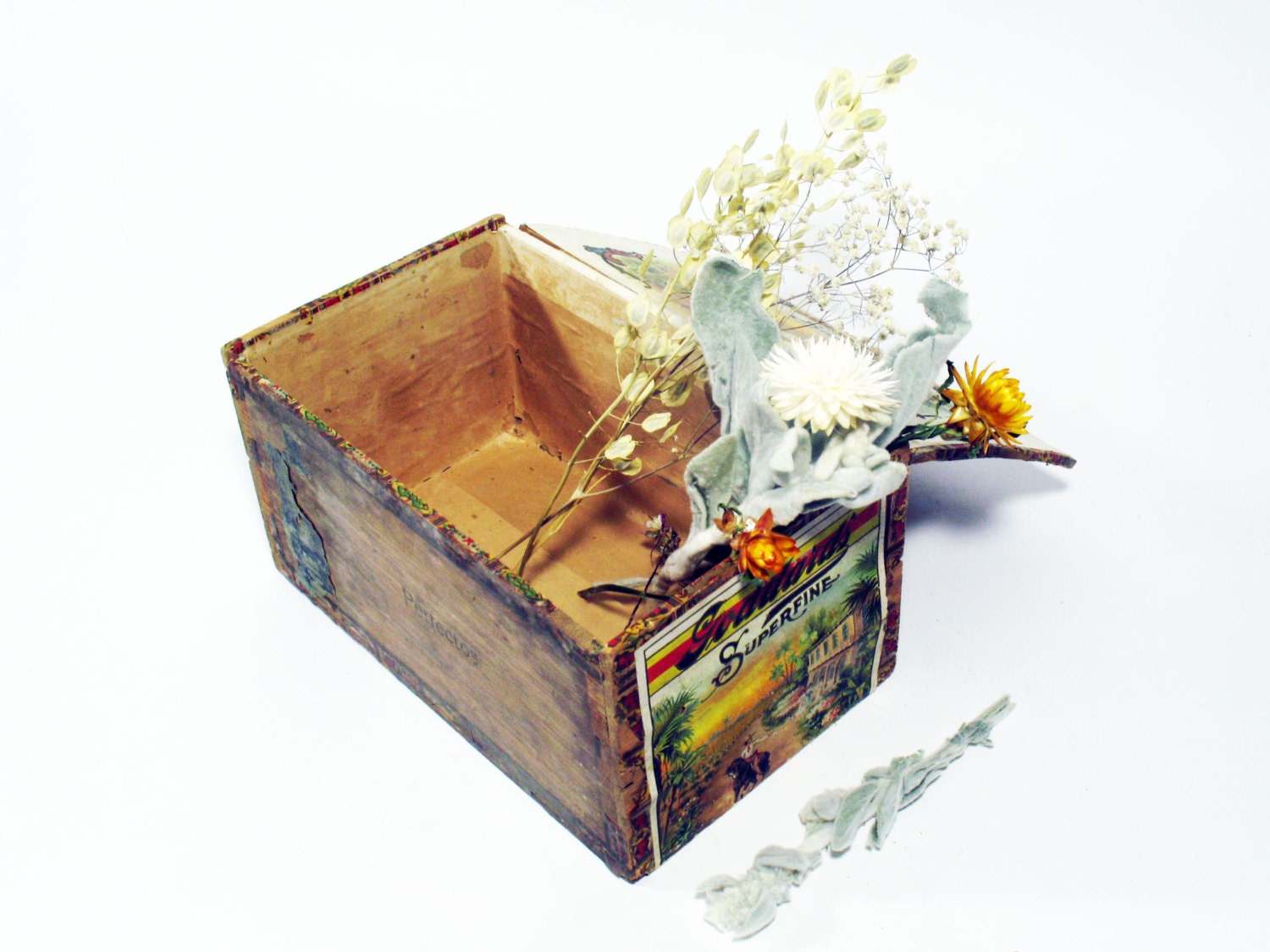 Shabby Chic Vintage Wood Cigar Box, Home Decor, Storage, Display Accent ...