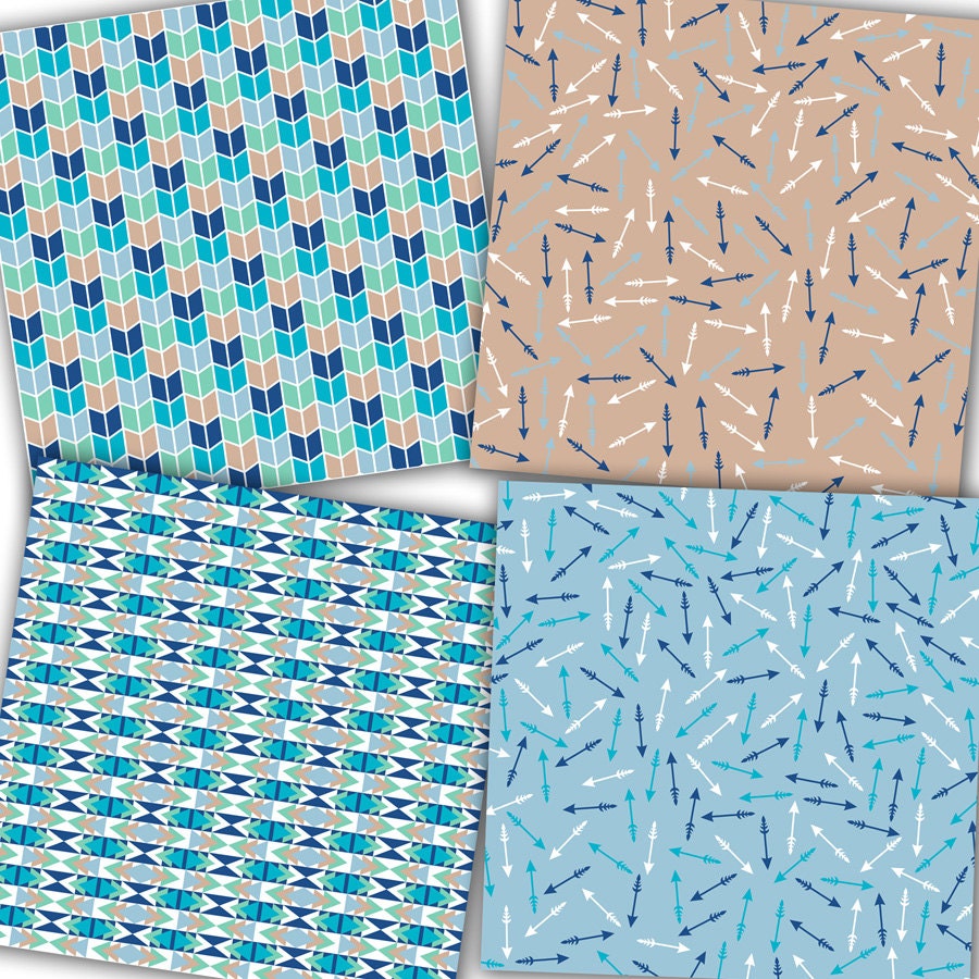 Arrows Digital Paper: Arrow Patterns pantone by Lunabludesign