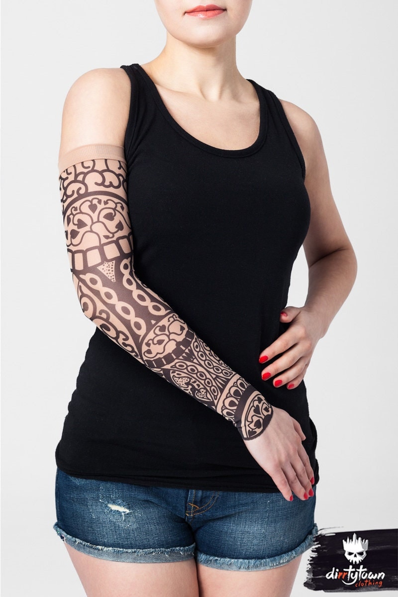 Unisex BLACK ORIENT Mesh Tattoo Sleeve Temporary Tattoo Fake