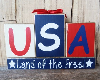God Bless America block set Blocks Memorial by CaneySpringsCrafts