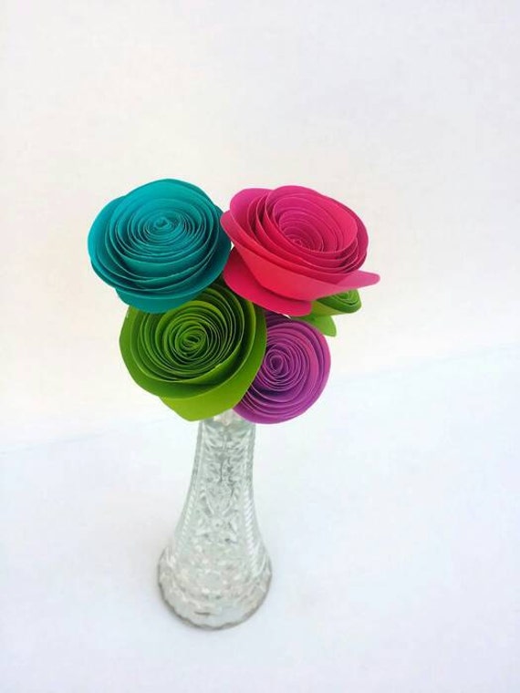 Handmade Paper Roses Paper Rosettes 6 by HomeMadeFunsies on Etsy