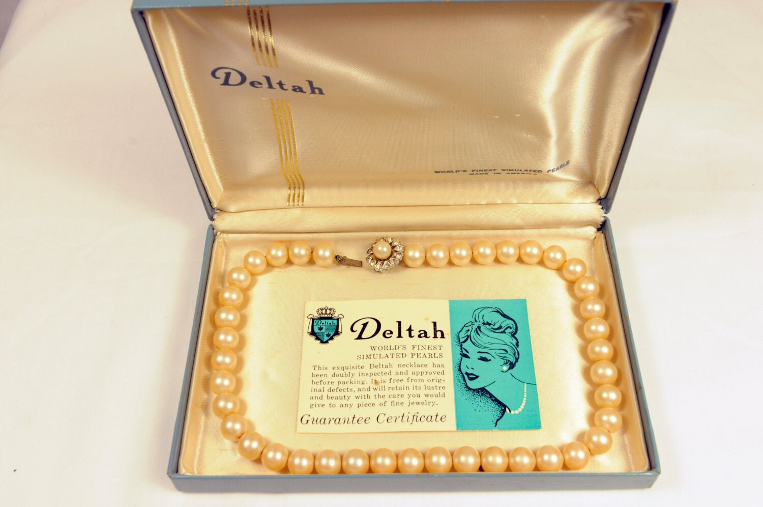Deltah Simulated Pearls Worlds with Box by DesignerThrowBack