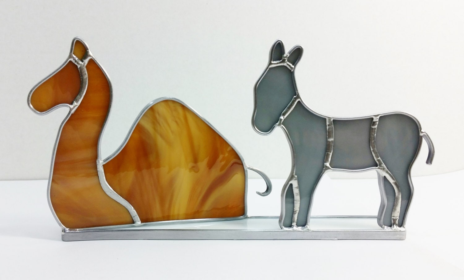 Stained Glass Nativity Scene Camel & Donkey