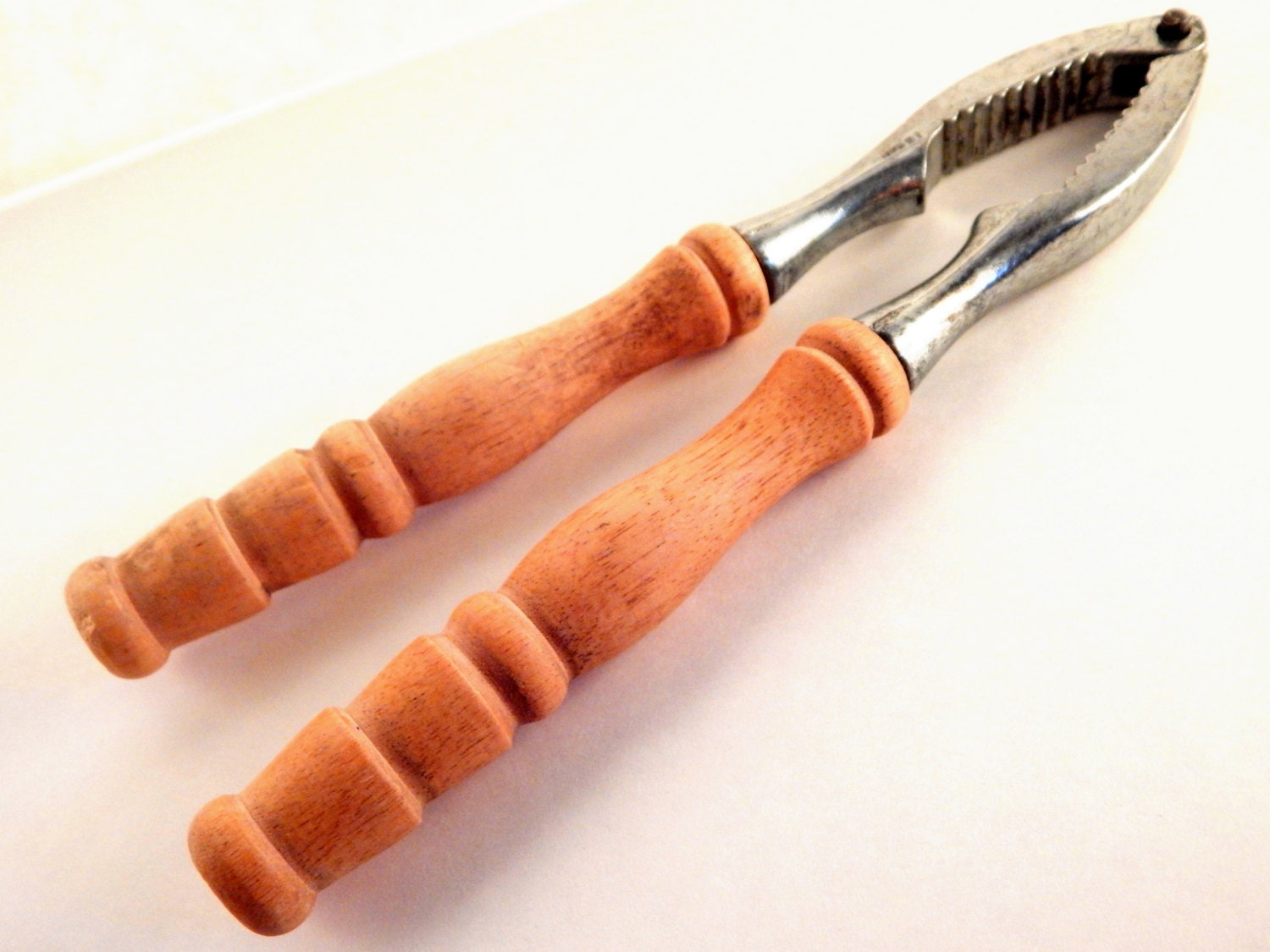 Nut Cracker Wood and Metal Tool Pincher Pliers Vintage