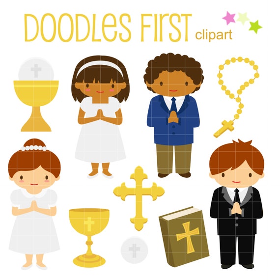 First Communion Digital Clip Art for Scrapbooking Card Making