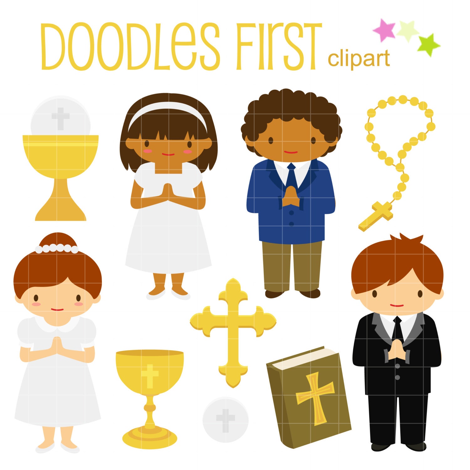 First Communion Digital Clip Art for Scrapbooking Card Making