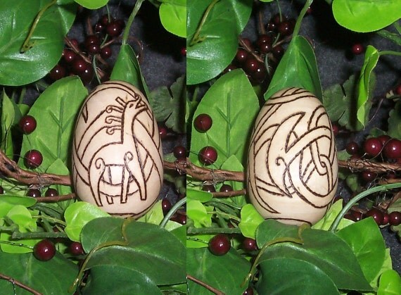 Viking Urnes Ostara Easter Egg Wooden Wood